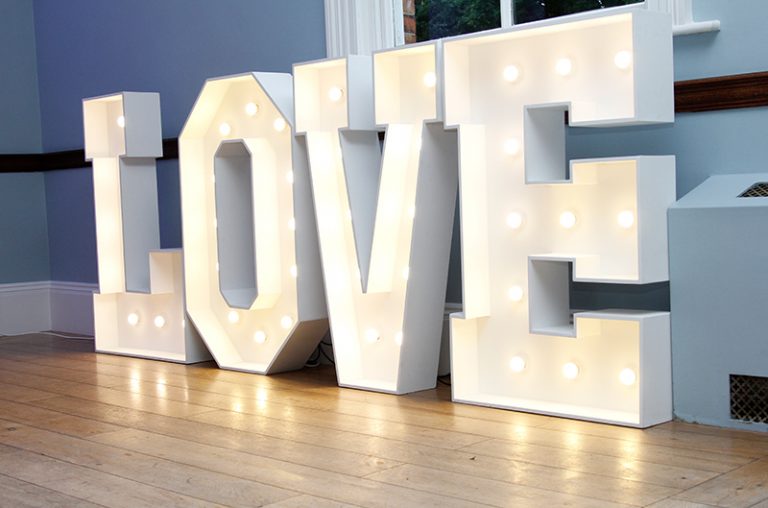 Large Led Love Letter Hire Coventry - Giant 4ft Wedding Letters